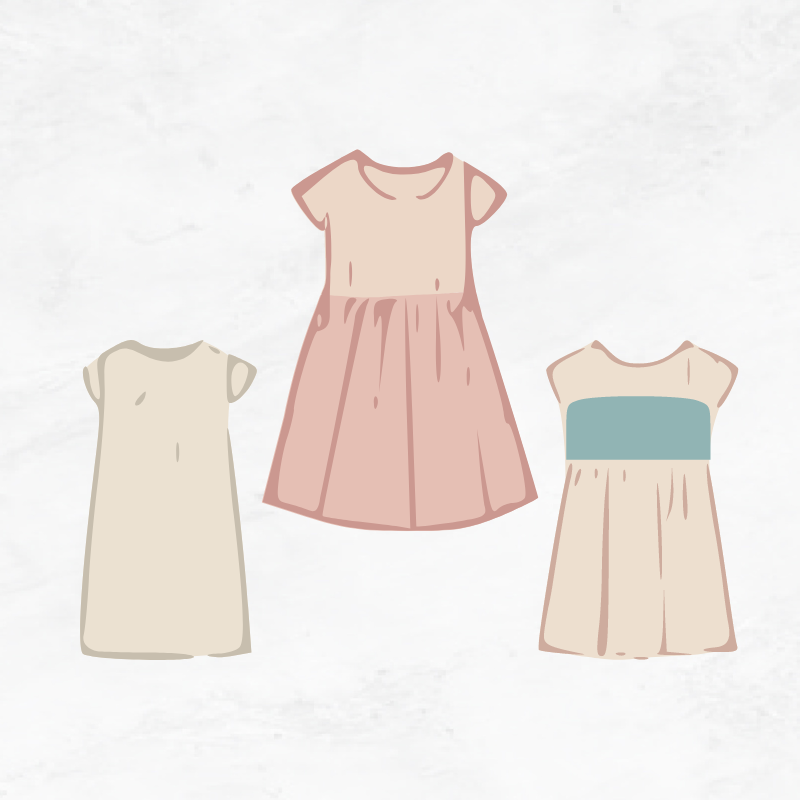 10 Adorable Baby Girl Dress Set: Minimal, Pastel Colors & Cute Vector ...