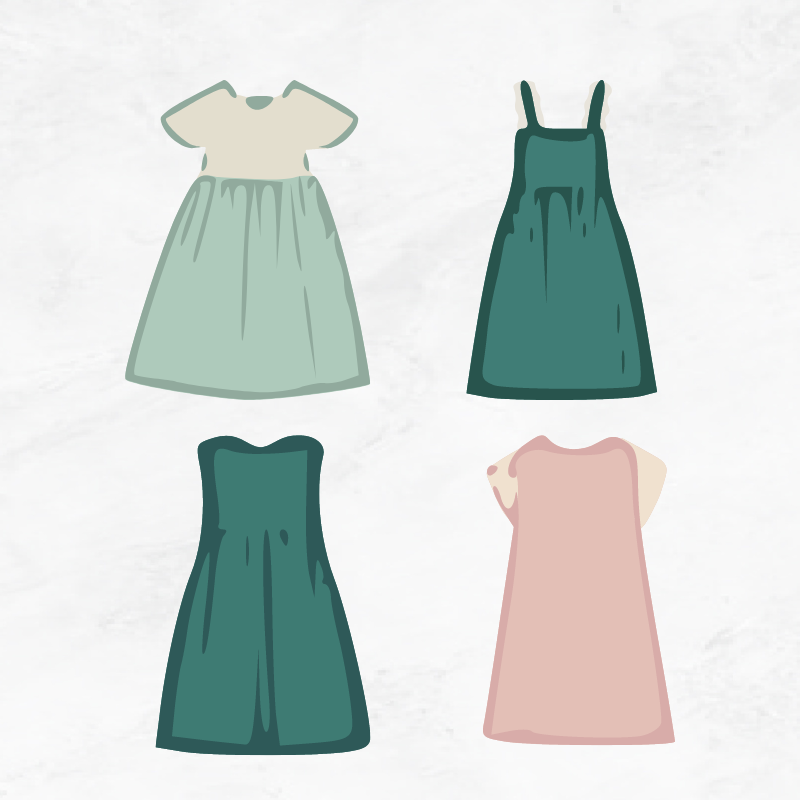 10 Adorable Baby Girl Dress Set: Minimal, Pastel Colors & Cute Vector ...
